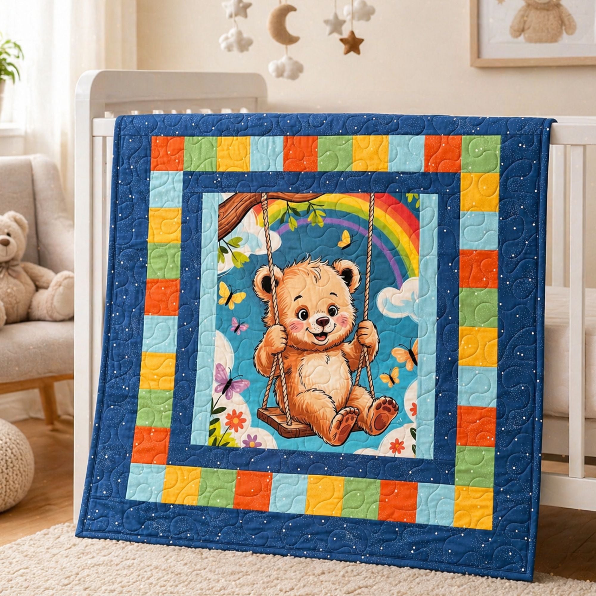 Rainbow Bear Baby Quilt Panel + Pattern | Pre-Cut Panel – The Quilters ...